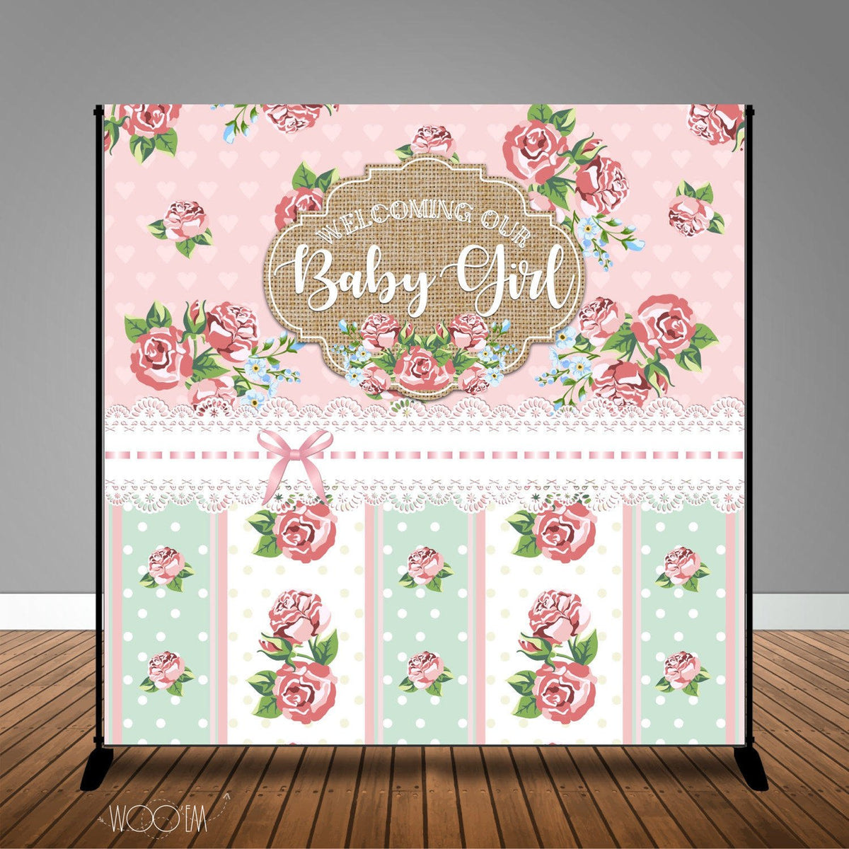 Shabby Chic Baby Shower Banner Backdrop/ Step & Repeat Design, Print a ...