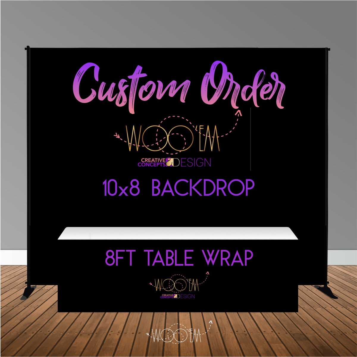 Custom 10x8 Table Banner Backdrop with 8ft Table Wrap/ Step & Repeat ...