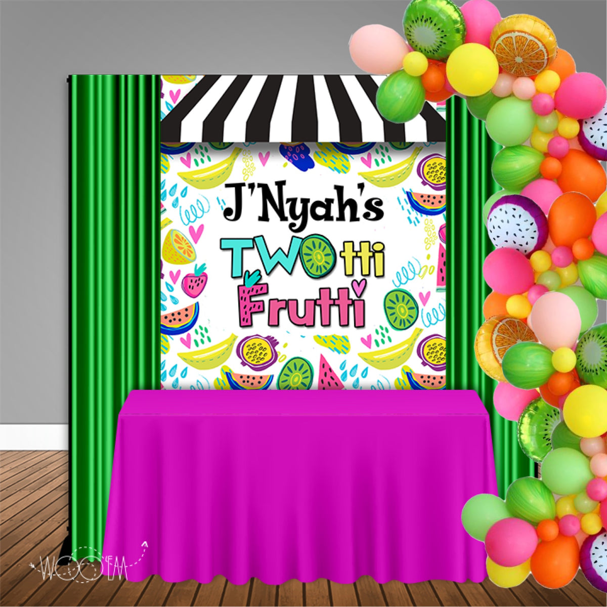 Twotti Frutti themed 5x6 Table Banner Backdrop Design, Print and Ship ...