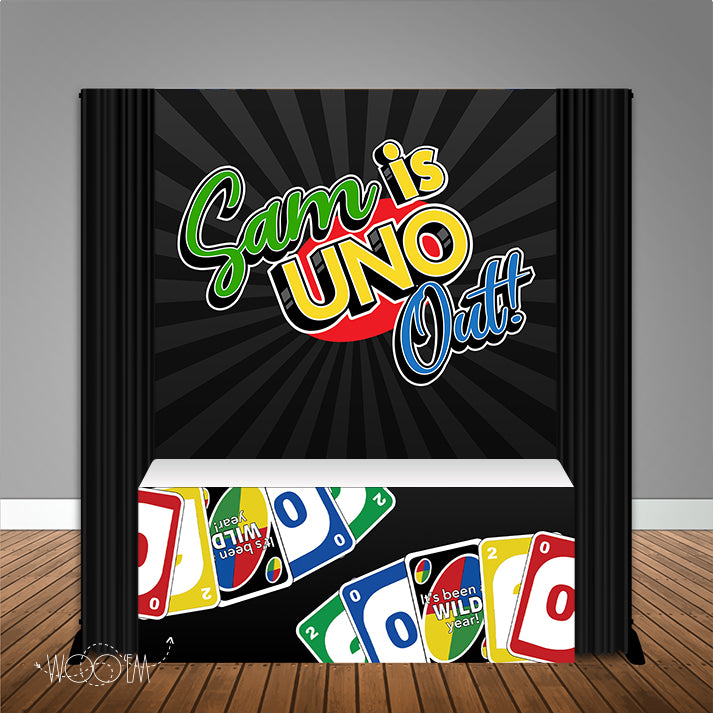 Uno Out Graduation 6X6 Table Banner Backdrop with 6ft Table Wrap, Desi ...