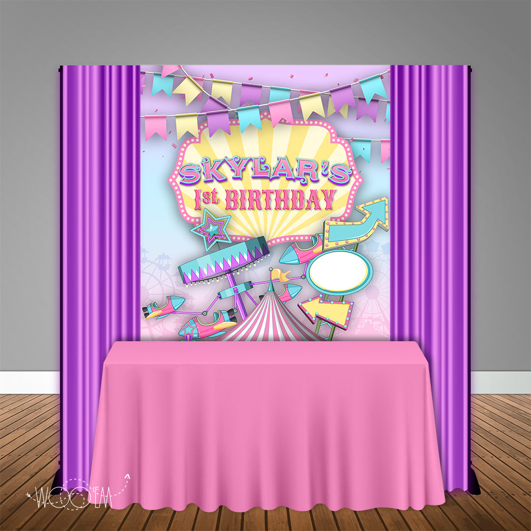 Carnival Themed Pastel 5x6 Table Banner Backdrop, Design, Print & Ship ...