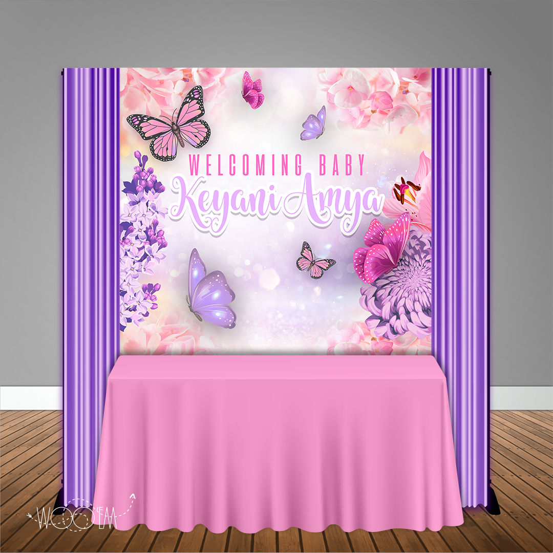 Pink Purple Butterflies 6x6 Banner Backdrop Design, Print and Ship ...
