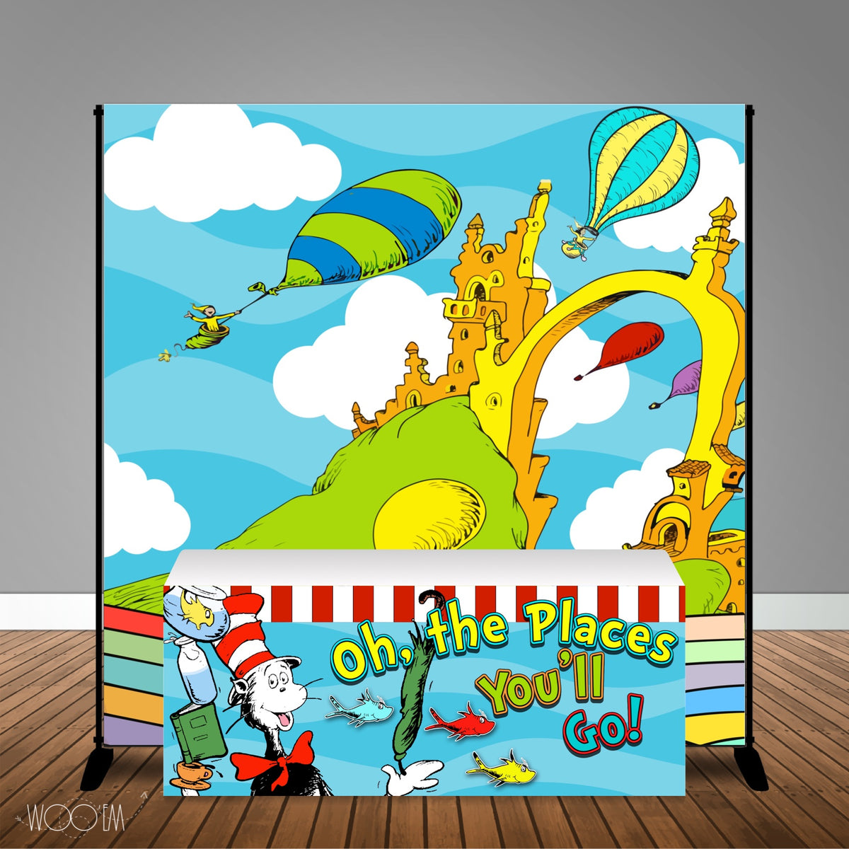 Places You'll Go 8x8 Table Banner Backdrop with 6ft Table Wrap, Design ...