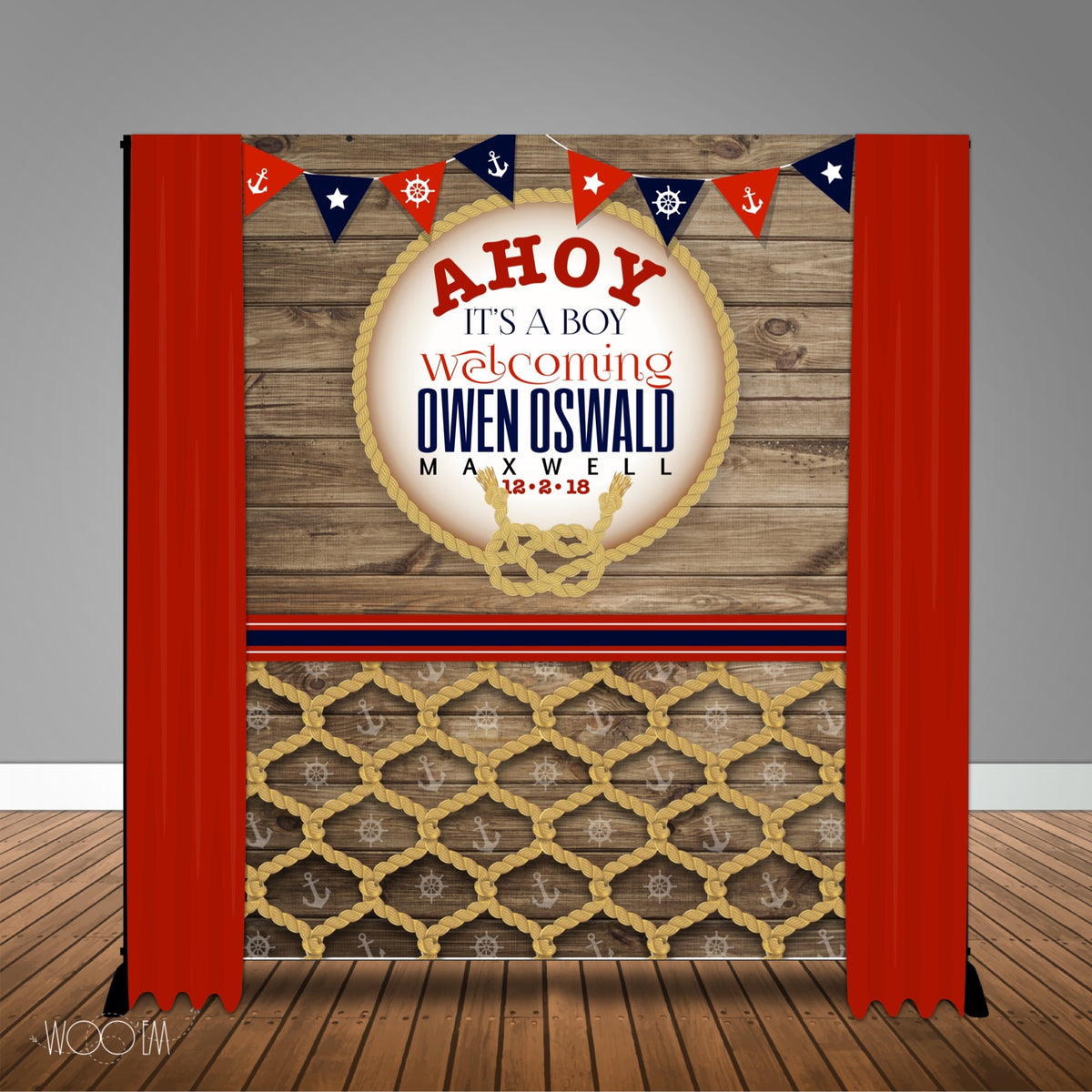 Nautical Ahoy It's a Boy 6x8 Banner Backdrop/ Step & Repeat Design, Pr ...