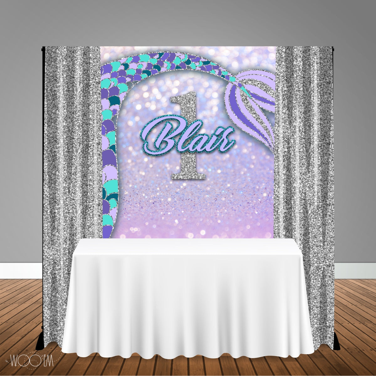 Sparkle Mermaid 5x6 Table Banner Backdrop/ Step & Repeat, Design, Prin ...