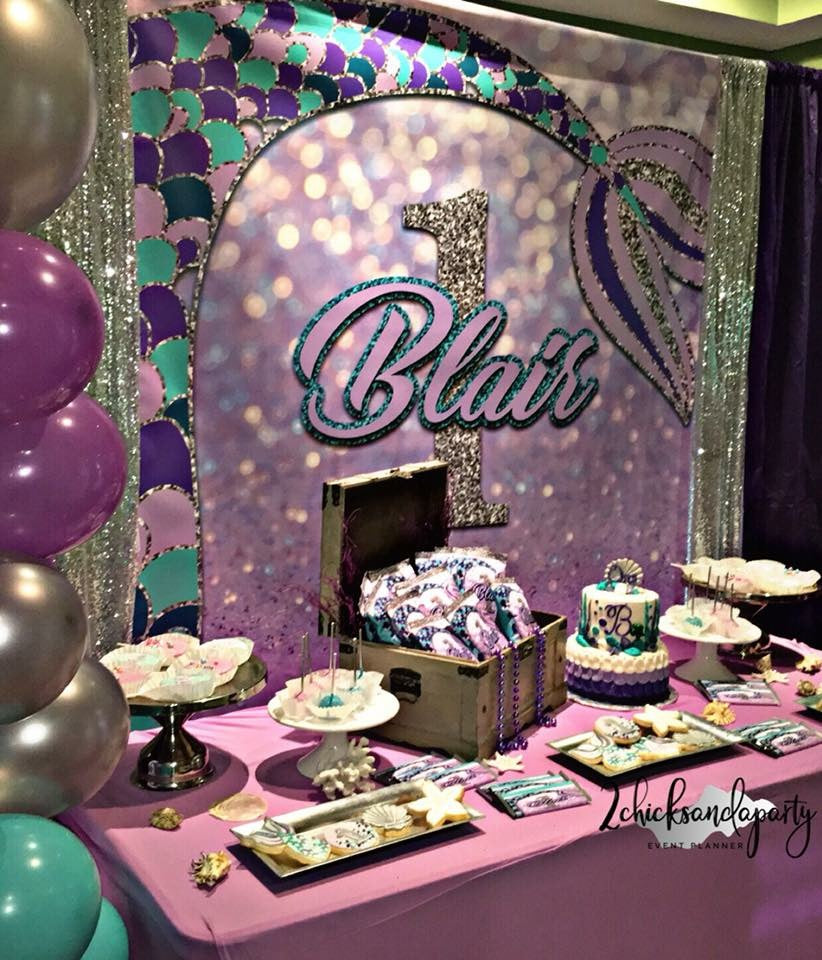 Sparkle Mermaid 5x6 Table Banner Backdrop/ Step & Repeat, Design, Prin ...