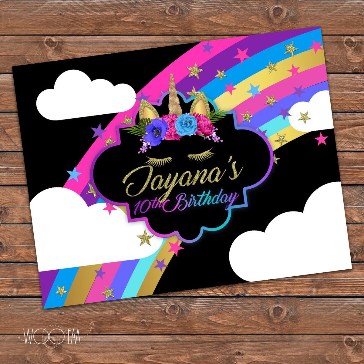 Black Unicorn 6x8 Banner Backdrop/ Step & Repeat Design, Print and Shi ...