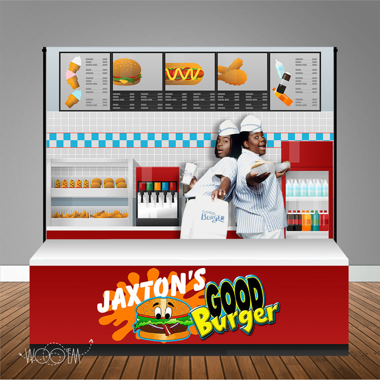 Good Burger 8x6 Table Banner Backdrop with 8ft Table Wrap/ Step & Repe ...