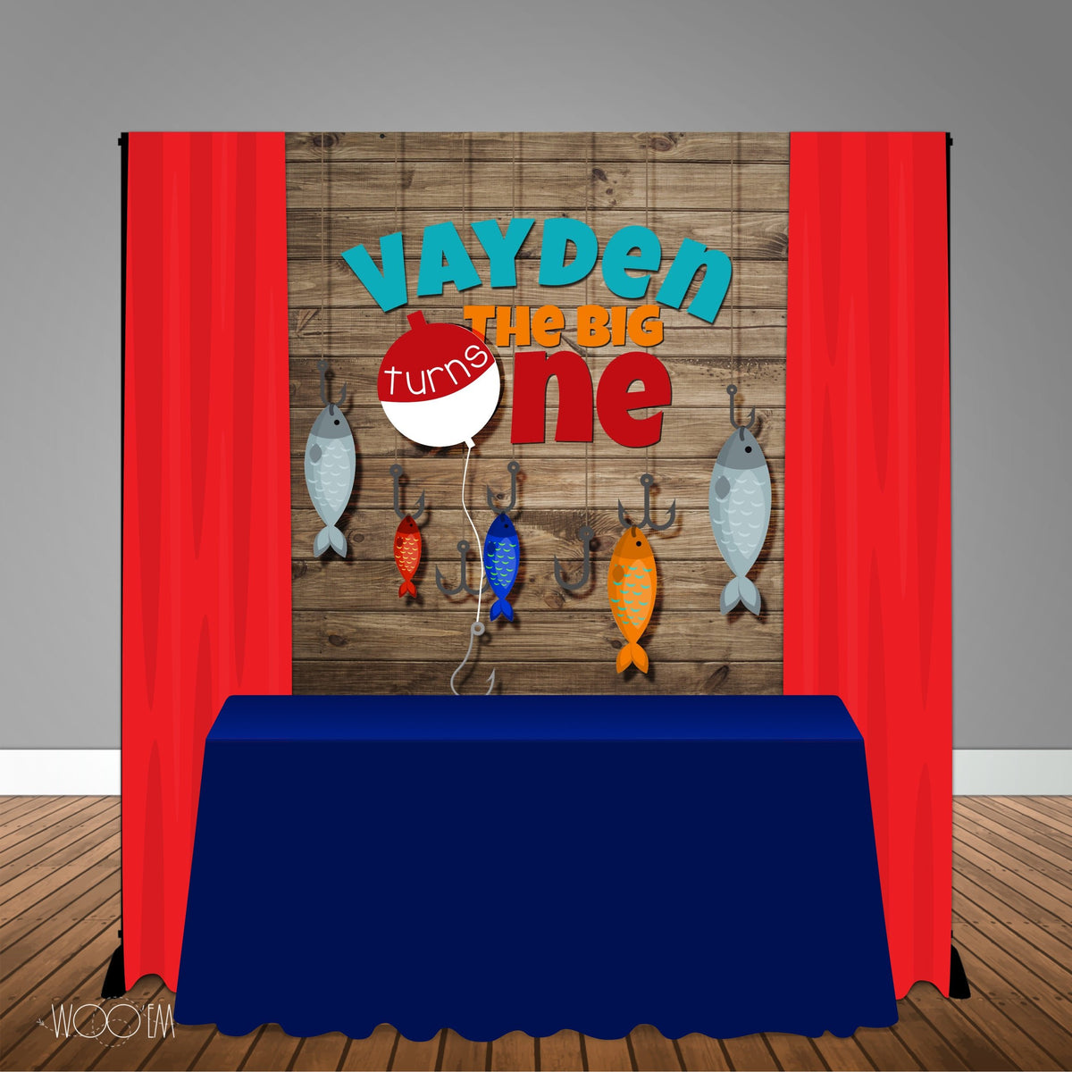 Fishing themed Big One 5x6 Table Banner Backdrop/ Step & Repeat, Desig ...