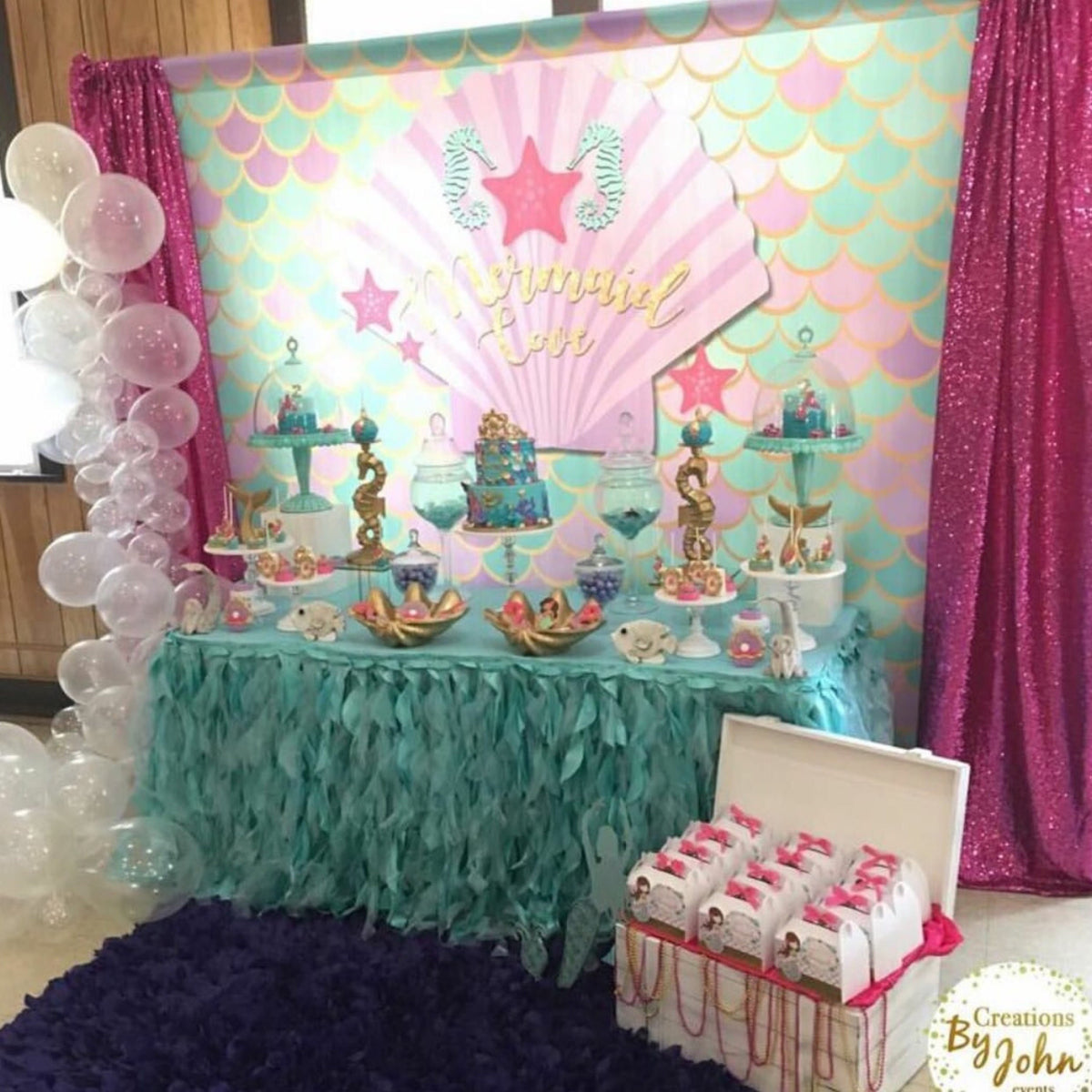 Mermaid Cove Under the Sea Themed Banner Backdrop/ Step & Repeat Desig ...