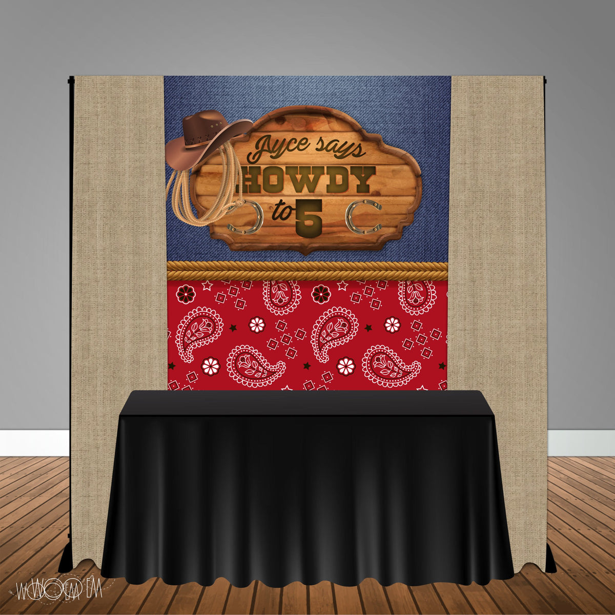 Cowboy Country Western Themed 5x6 Table Banner Backdrop/ Step & Repeat ...