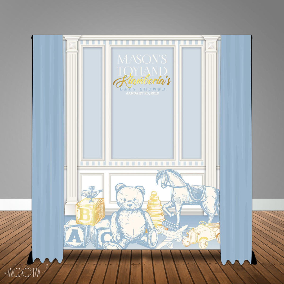 Vintage Toy Baby Shower 6x8 Banner Backdrop/ Step & Repeat Design, Pri ...