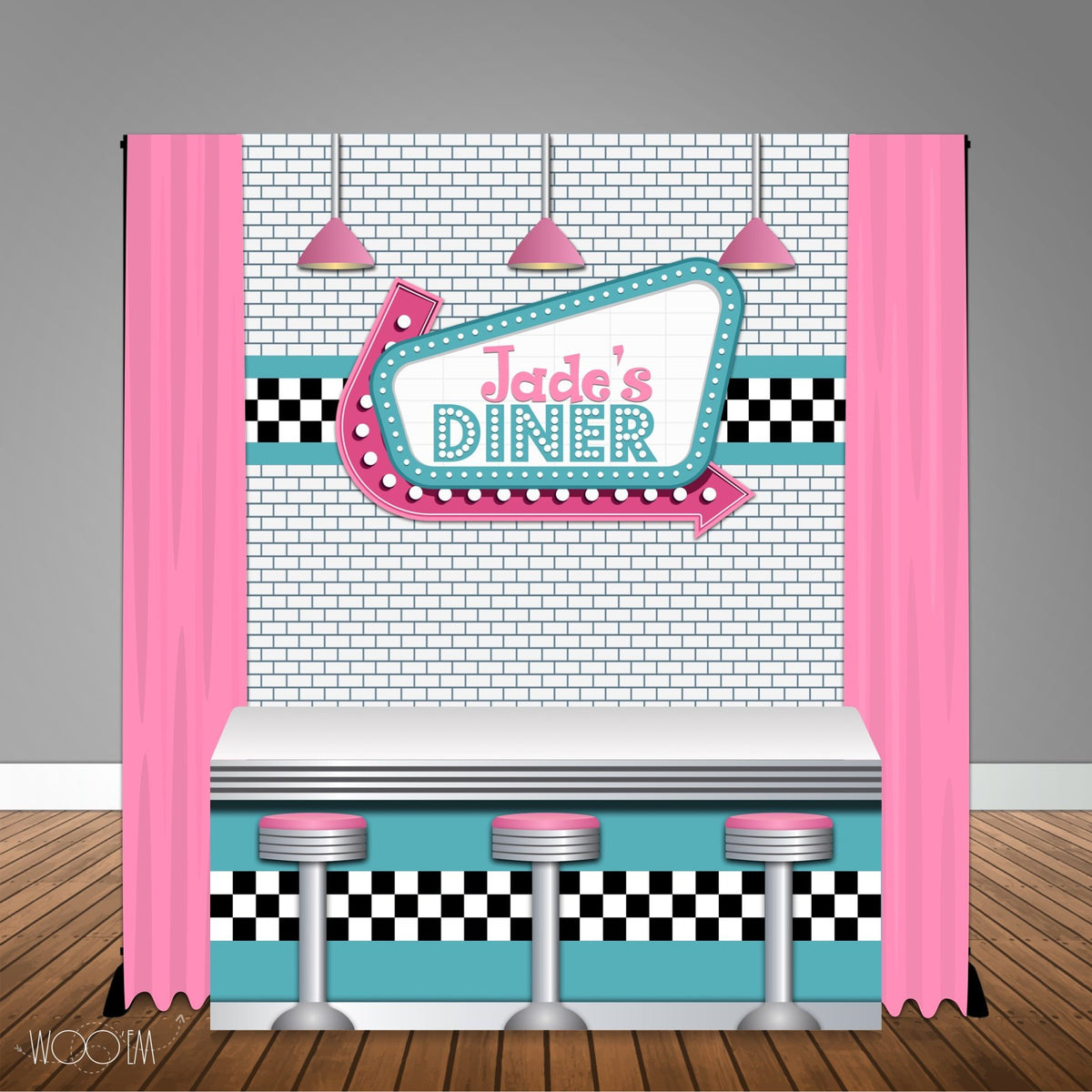 1950's Diner 6X6 Table Banner Backdrop with 6ft Table Wrap/ Step & Rep ...