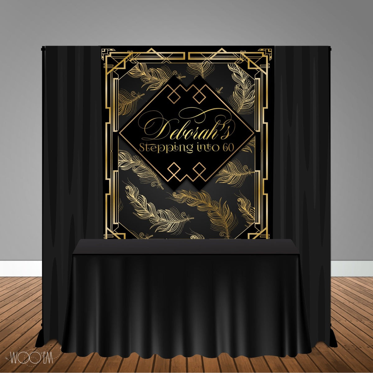 Gatsby Feathers 5x6 Table Banner Backdrop/ Step & Repeat, Design, Prin ...