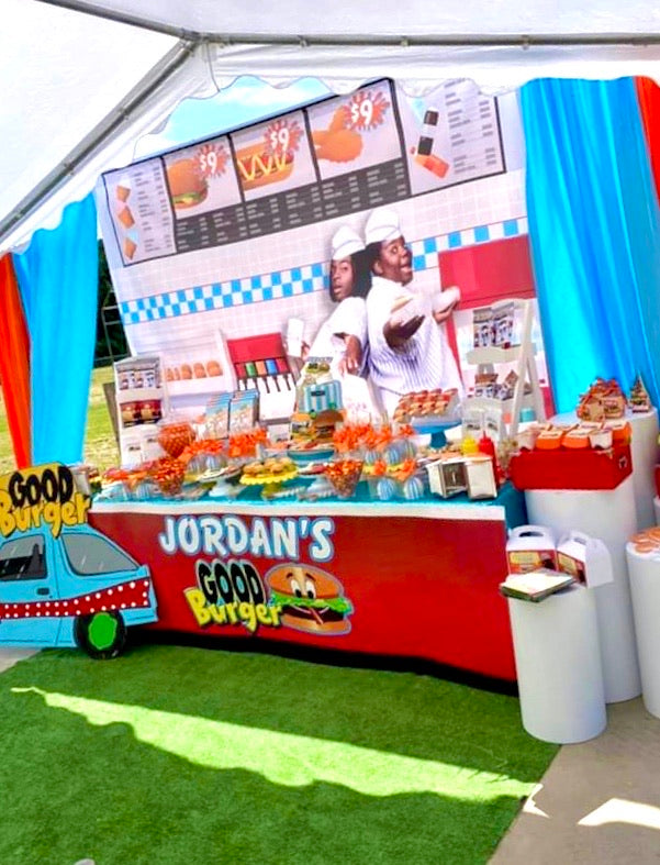 Good Burger 8x6 Table Banner Backdrop with 8ft Table Wrap/ Step & Repe ...