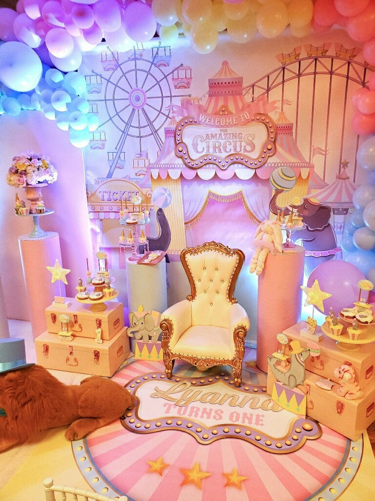 Pastel Pink Carnival Circus Themed 8x8 Backdrop / Step & Repeat, Desig ...